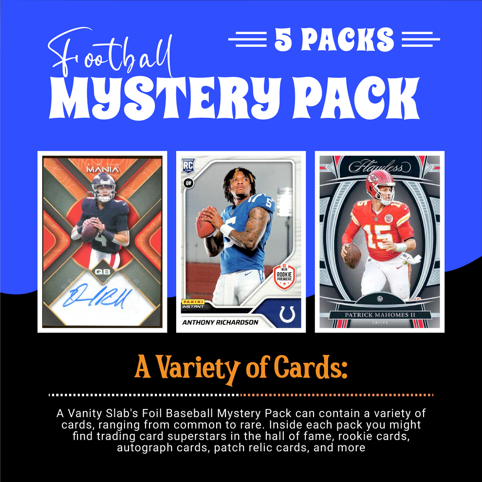 Football Mystery 5 Packs with Slab’s Foil Mystery Cards – Vanity Slabs Inc