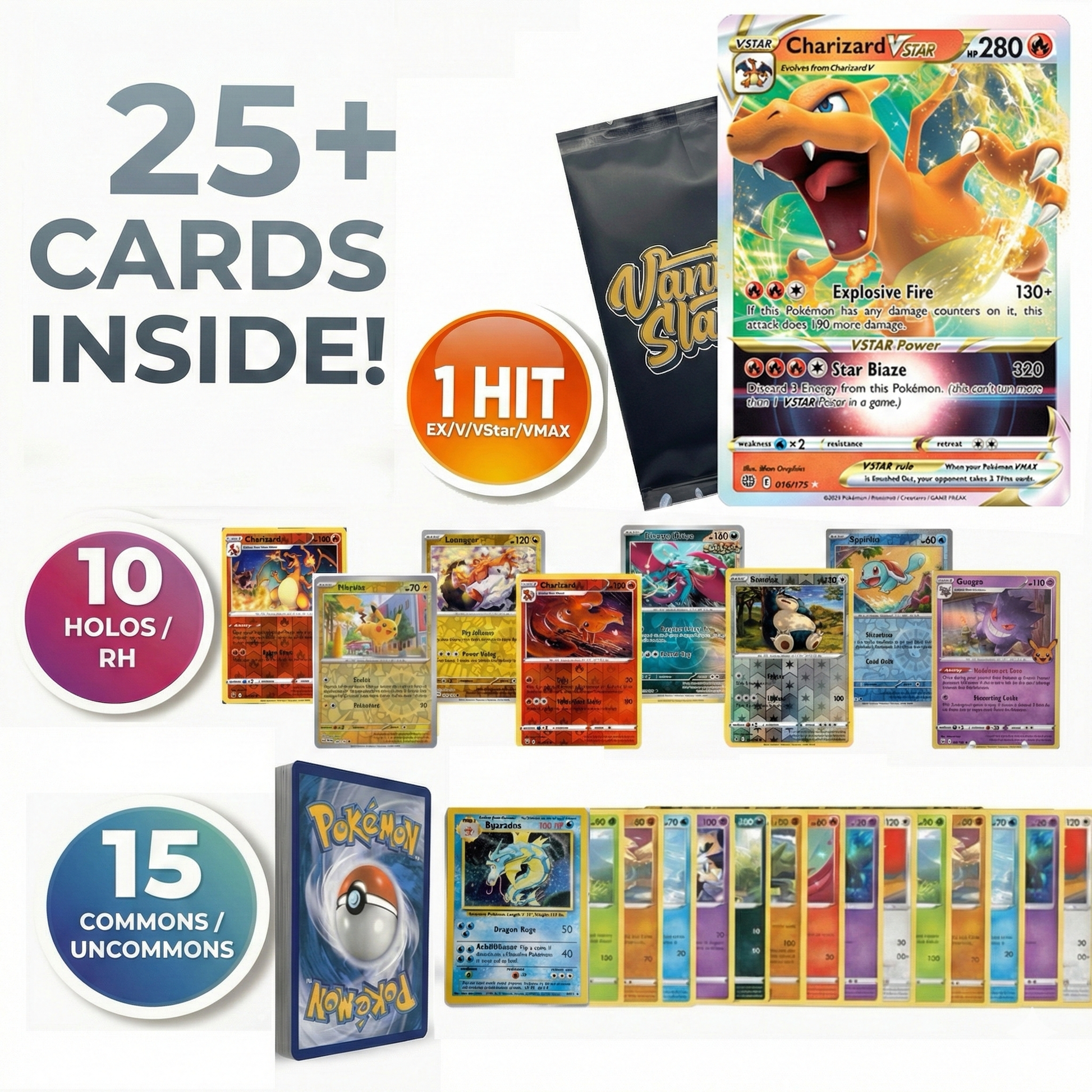 ⚡ Pokémon Spark Starter Mystery Pack - 1 Hit + 10 Holo/RH + 15 Commons ...